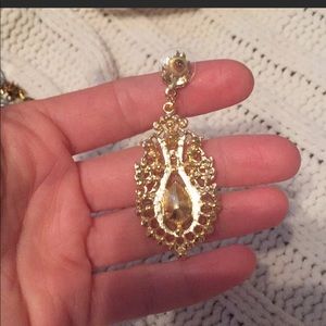 Jewelry | Gold Rhinestone Wedding Prom Earring Chandelier | Poshmark